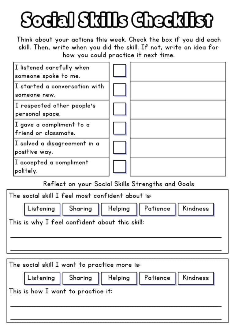 Free Social Skills Worksheets (2025)