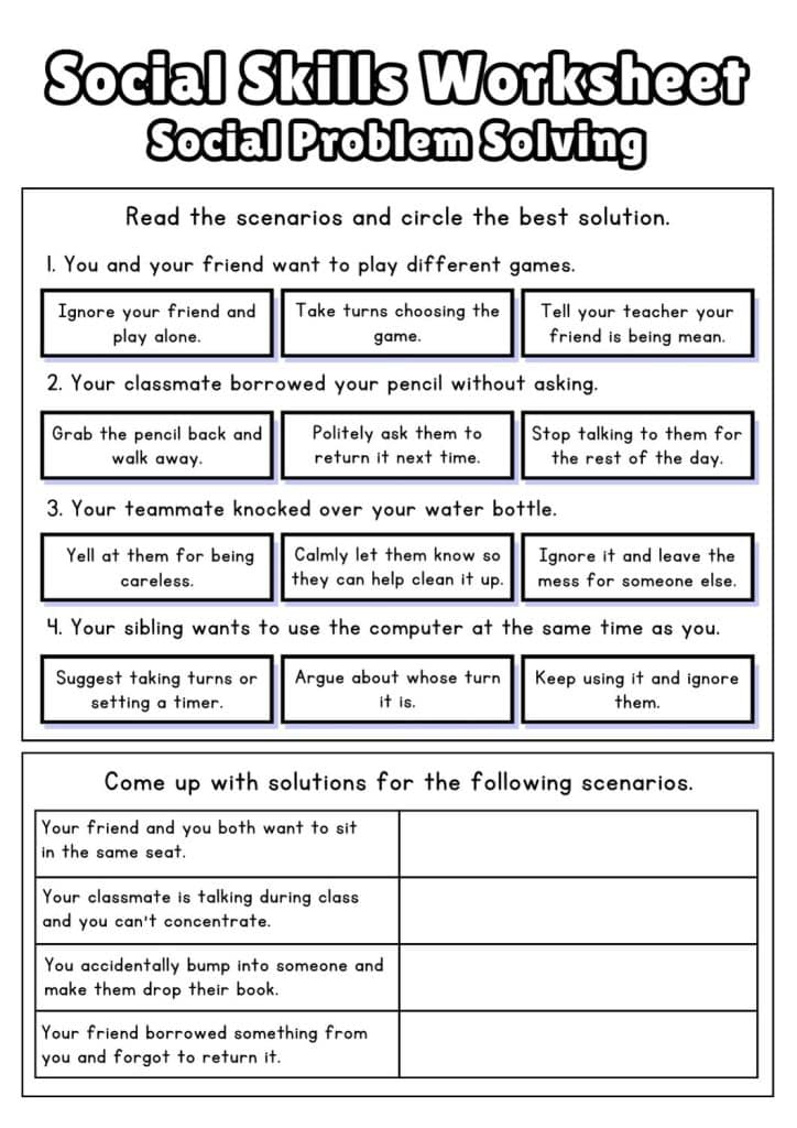 Free Social Skills Worksheets (2025)