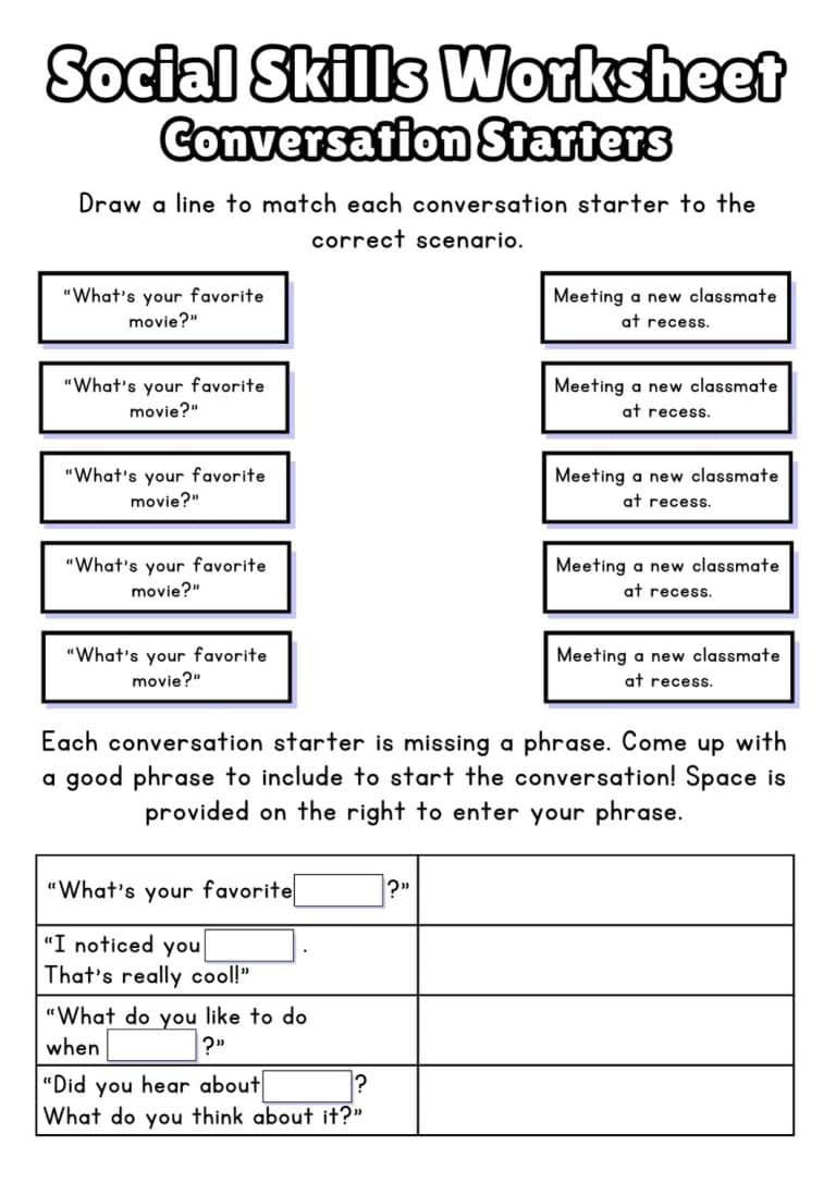 Free Social Skills Worksheets (2025)