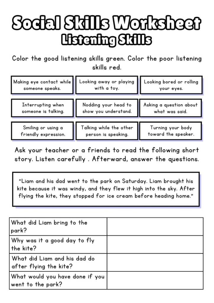 Free Social Skills Worksheets (2025)