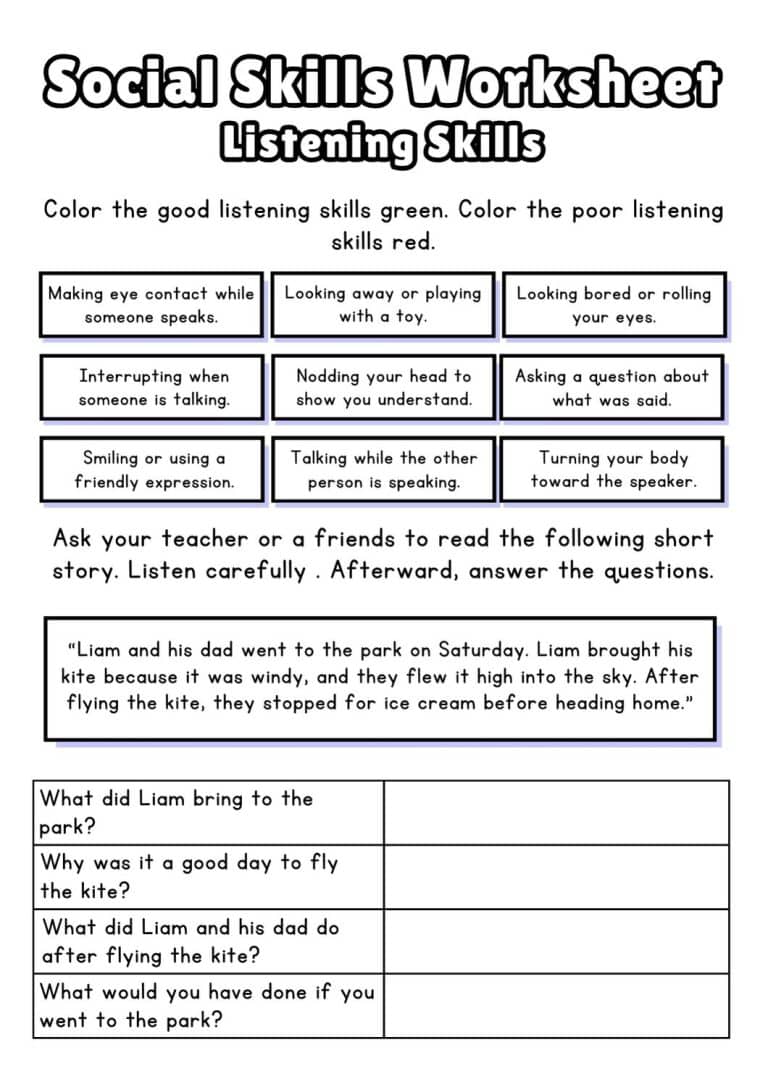 Free Social Skills Worksheets (2025)